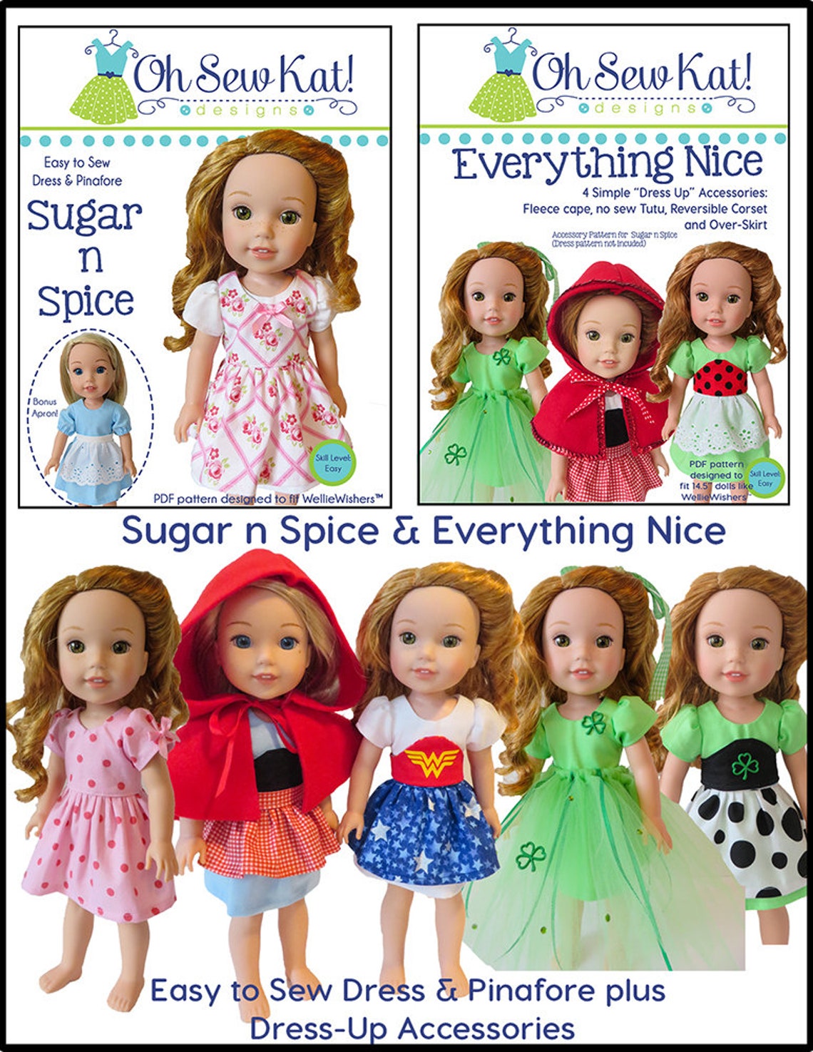 Doll Clothes Pattern PDF Bundle of 3 Sewing Patterns for 14.5 - Etsy