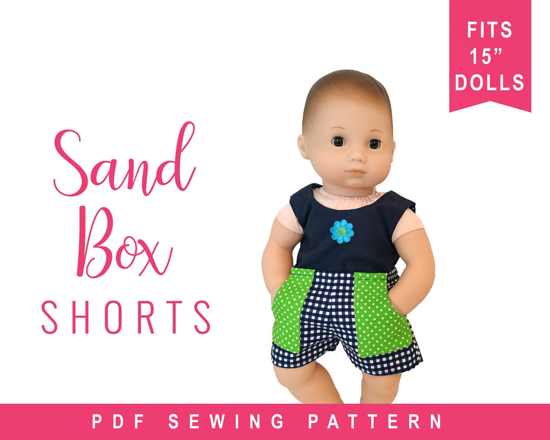 Bitty Baby Doll Clothes Sewing Pattern 15 Inch Baby Sandbox Shorts Easy ...