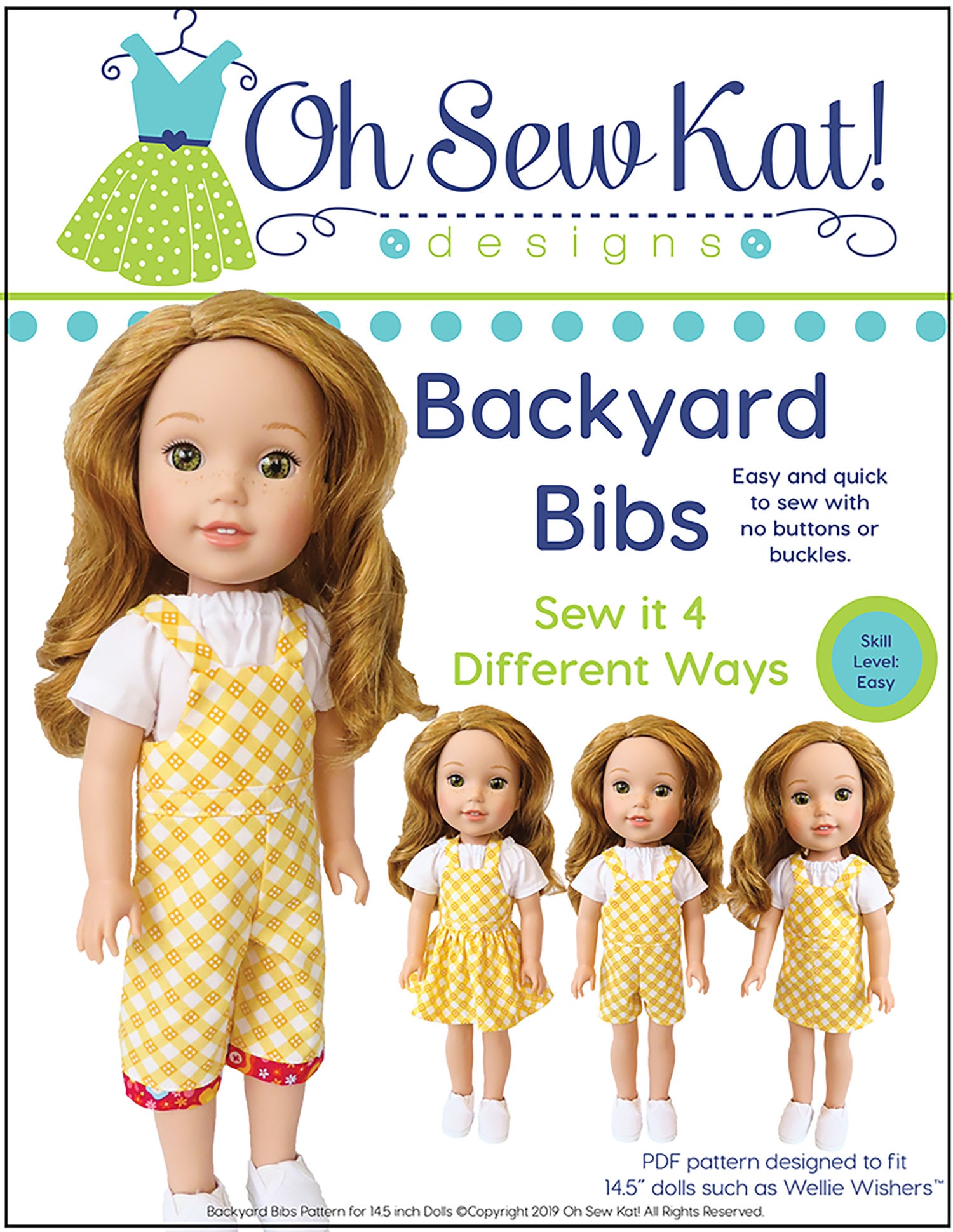 Doll Overalls Sewing Pattern Multi Size for 18 Inch Doll & 14.5 Inch ...