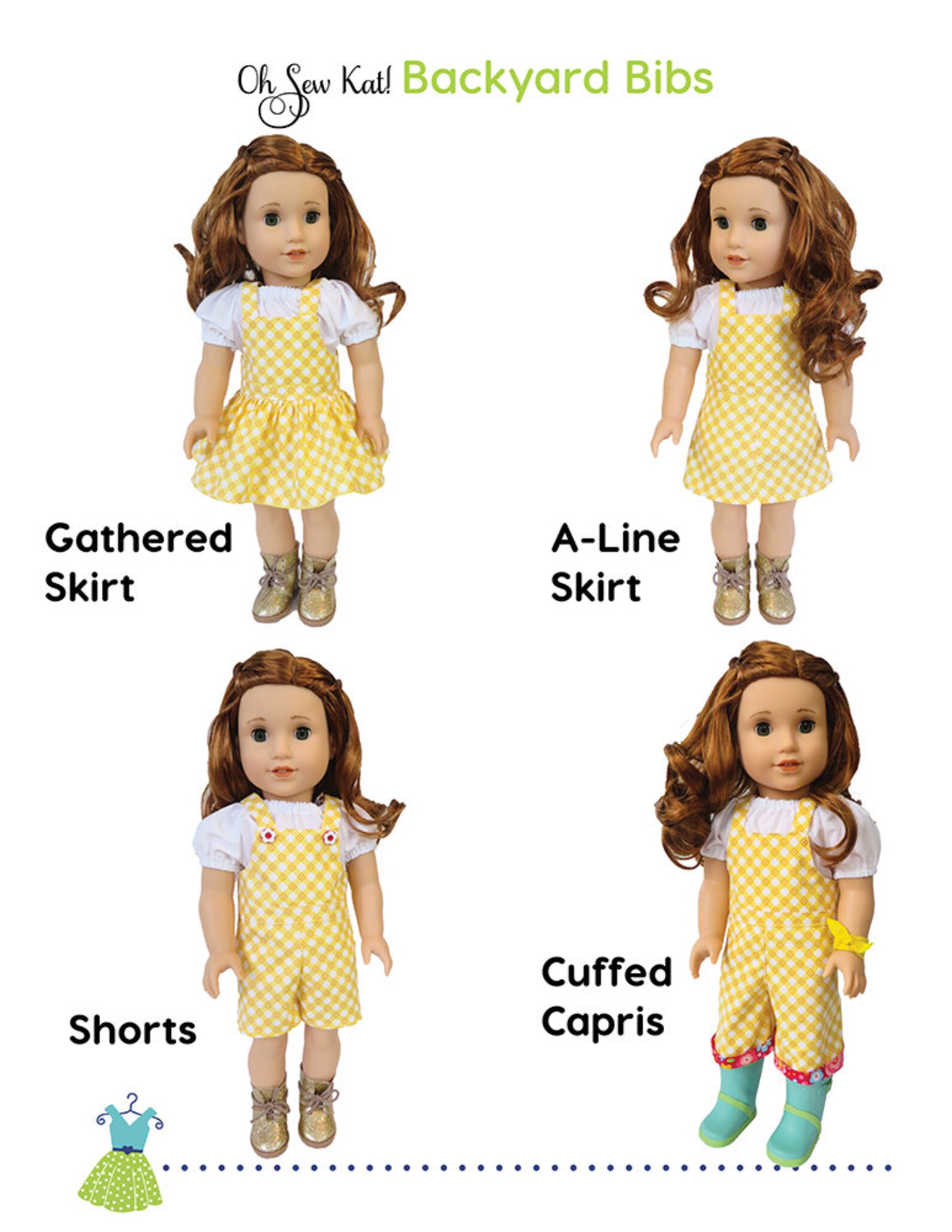Doll Overalls Sewing Pattern Multi Size for 18 Inch Doll & 14.5 Inch ...