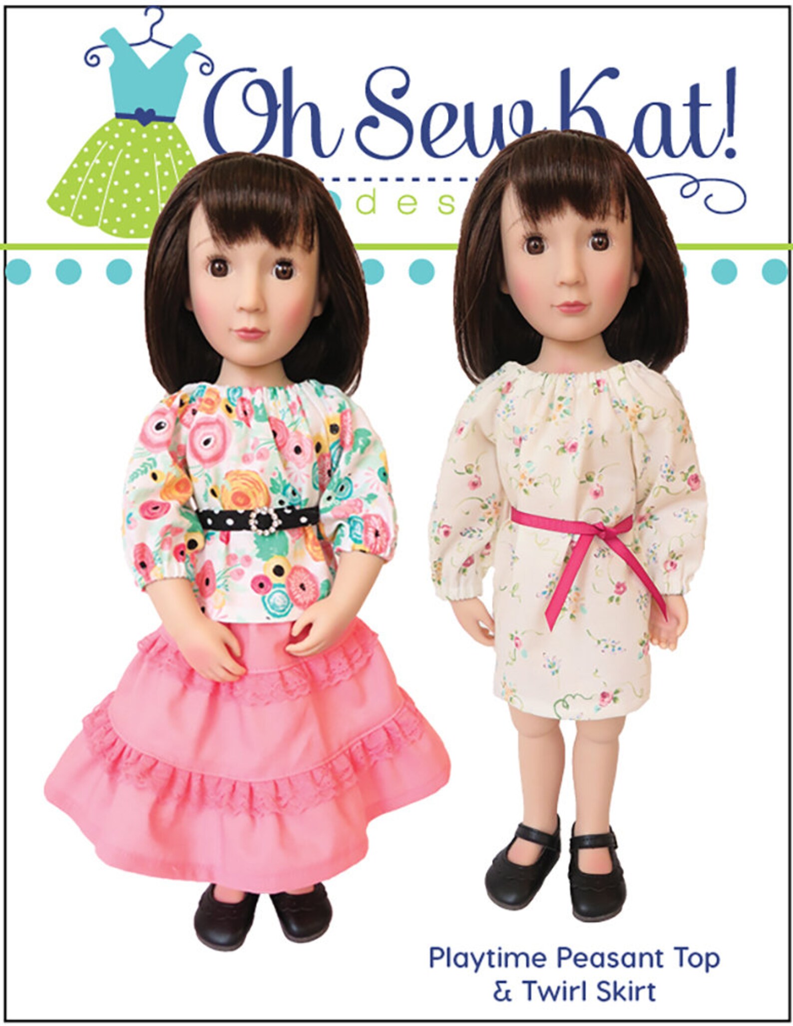 A Girl for All Time 16 Inch Doll Clothes Pattern - Overalls and Peasant ...
