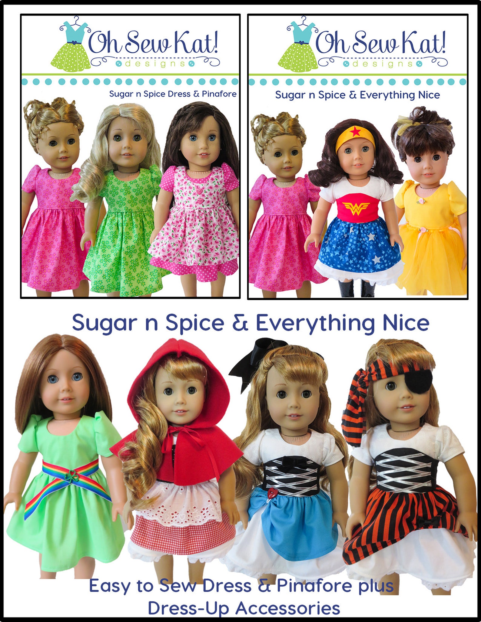 18" Doll Clothes Pattern PDF Bundle of 3 Dress Sewing Patterns for 18 ...