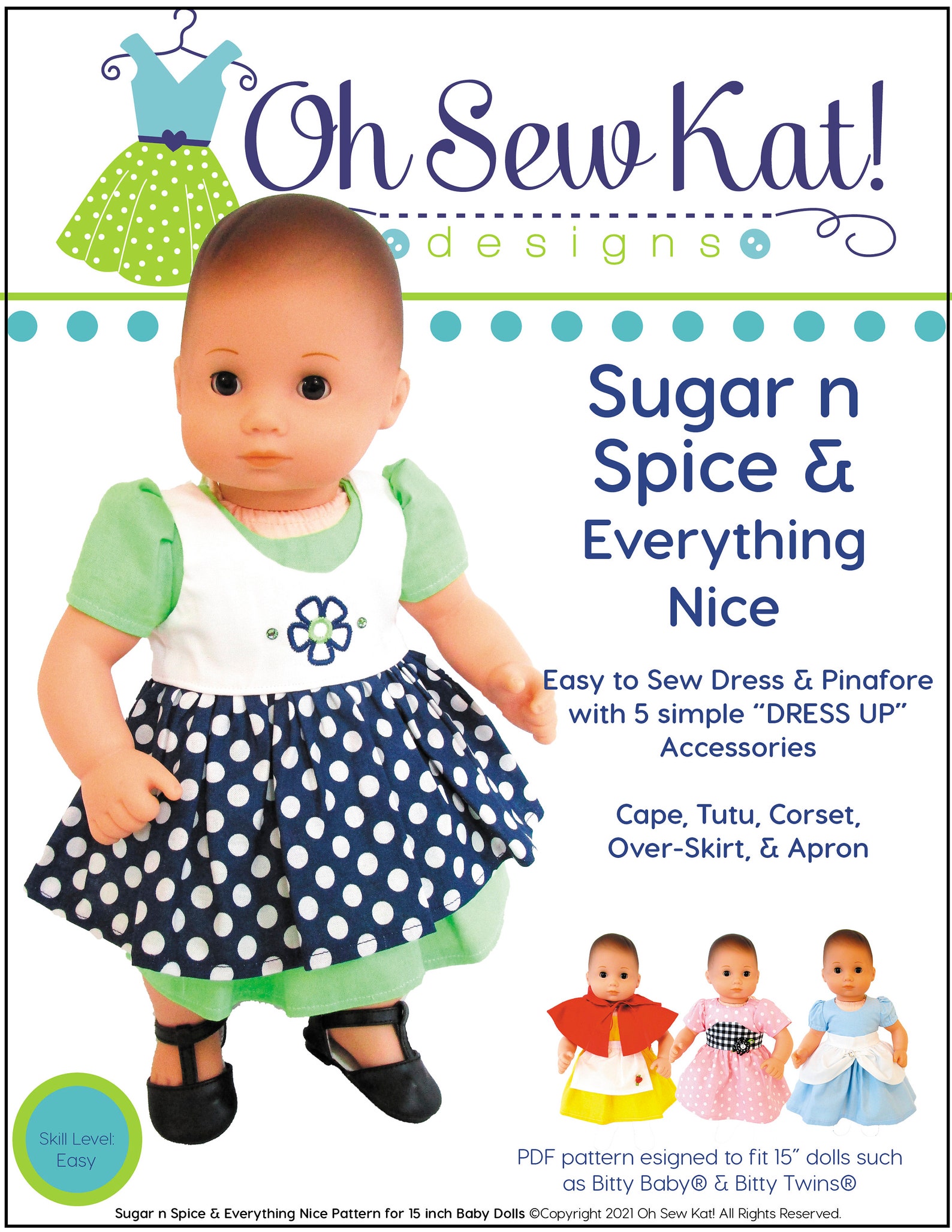 Doll Clothes Sewing Pattern for 15 Inch Baby Doll Clothes Princess ...