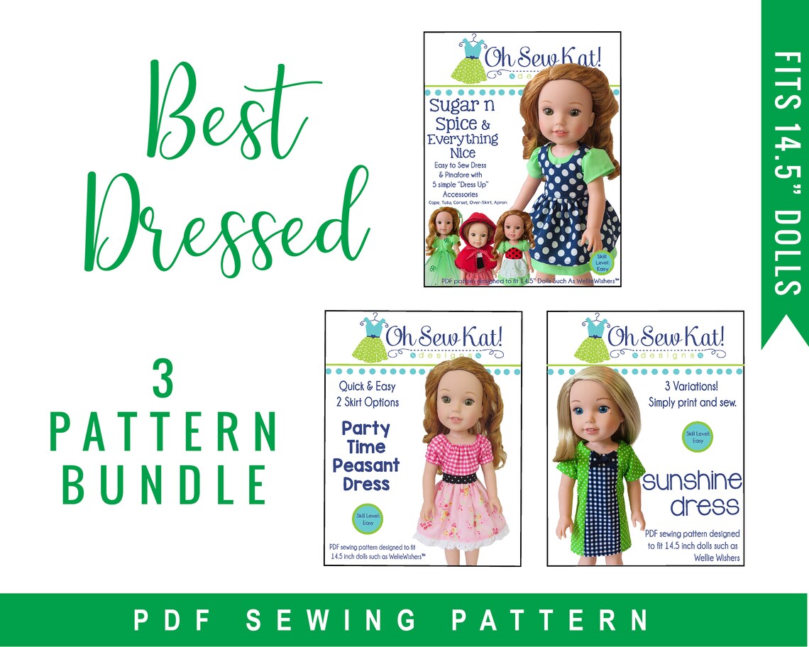 Doll Clothes Pattern PDF Bundle of 3 Sewing Patterns for 14.5 - Etsy