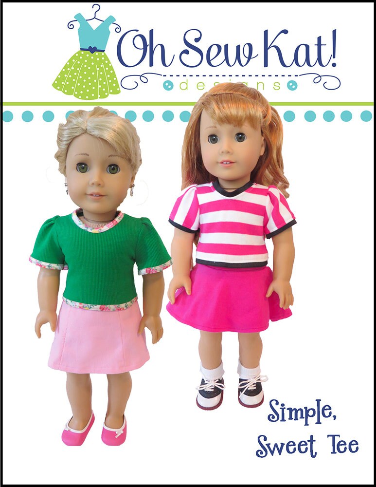Doll Tee Shirt Sewing Pattern for 18 Inch Doll Clothes - Simple Sweet ...