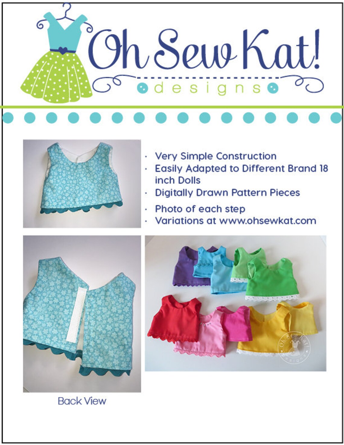 A Girl for All Time Doll Pattern Reversible Tank Top Easy to - Etsy