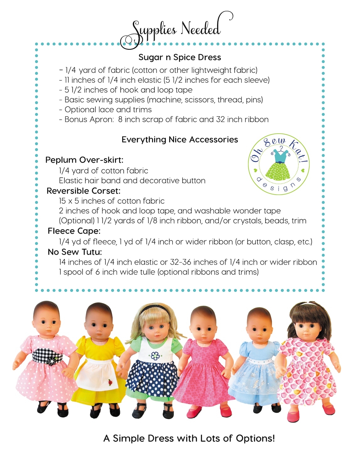 Doll Clothes Sewing Pattern for 15 Inch Baby Doll Clothes Princess ...