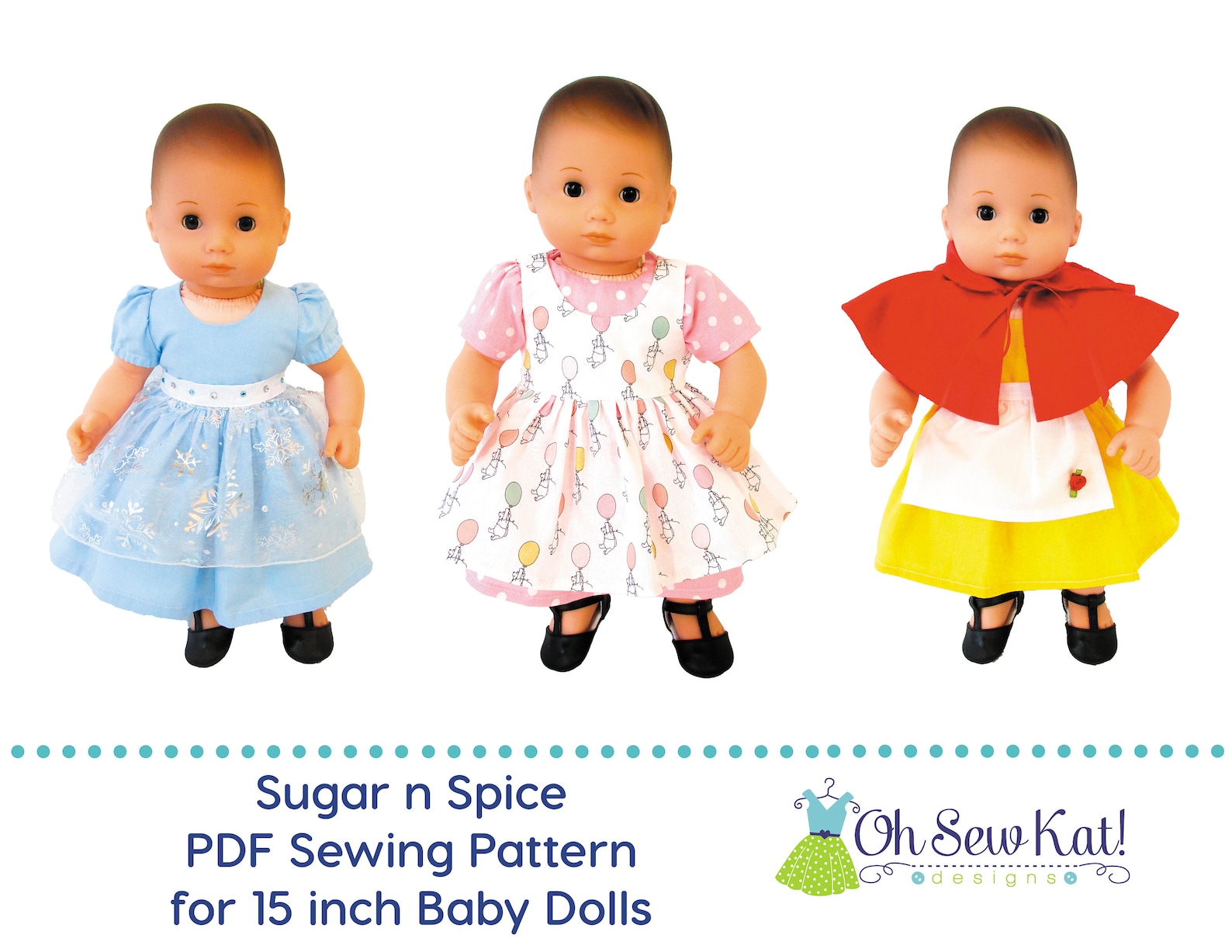Doll Clothes Sewing Pattern for 15 Inch Baby Doll Clothes Princess ...