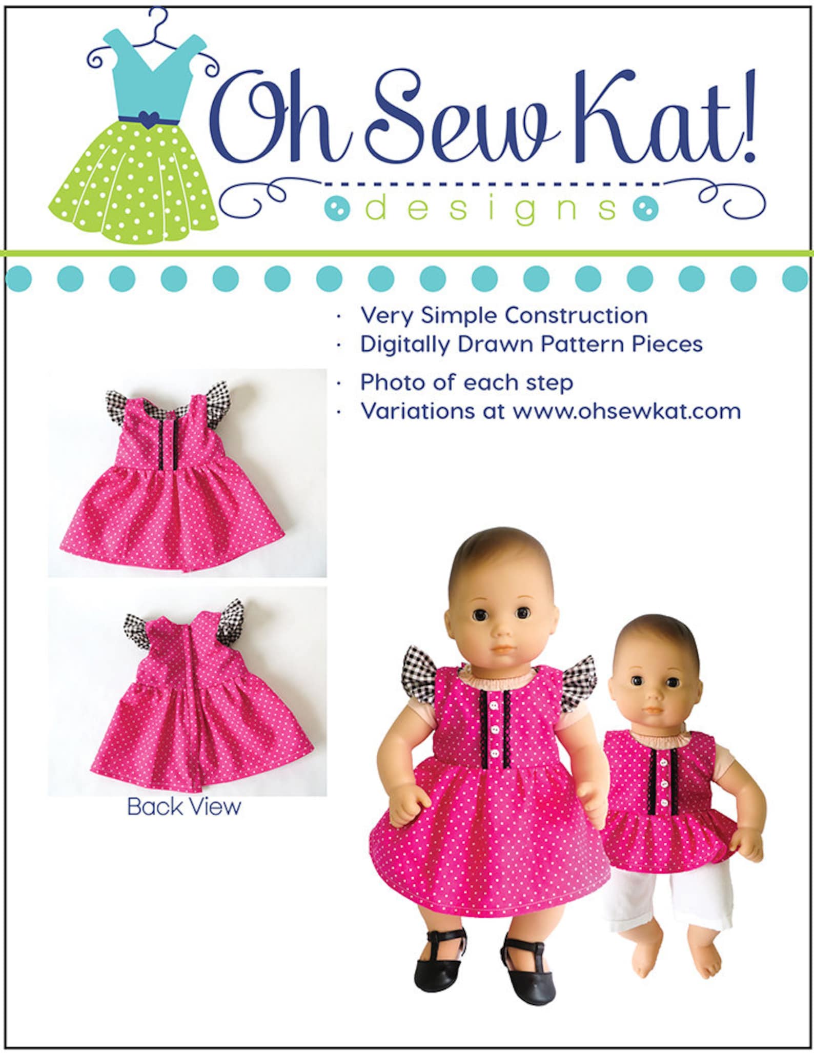 Doll Clothes Sewing Pattern for 15 Inch Baby Doll Clothes - Flutter ...