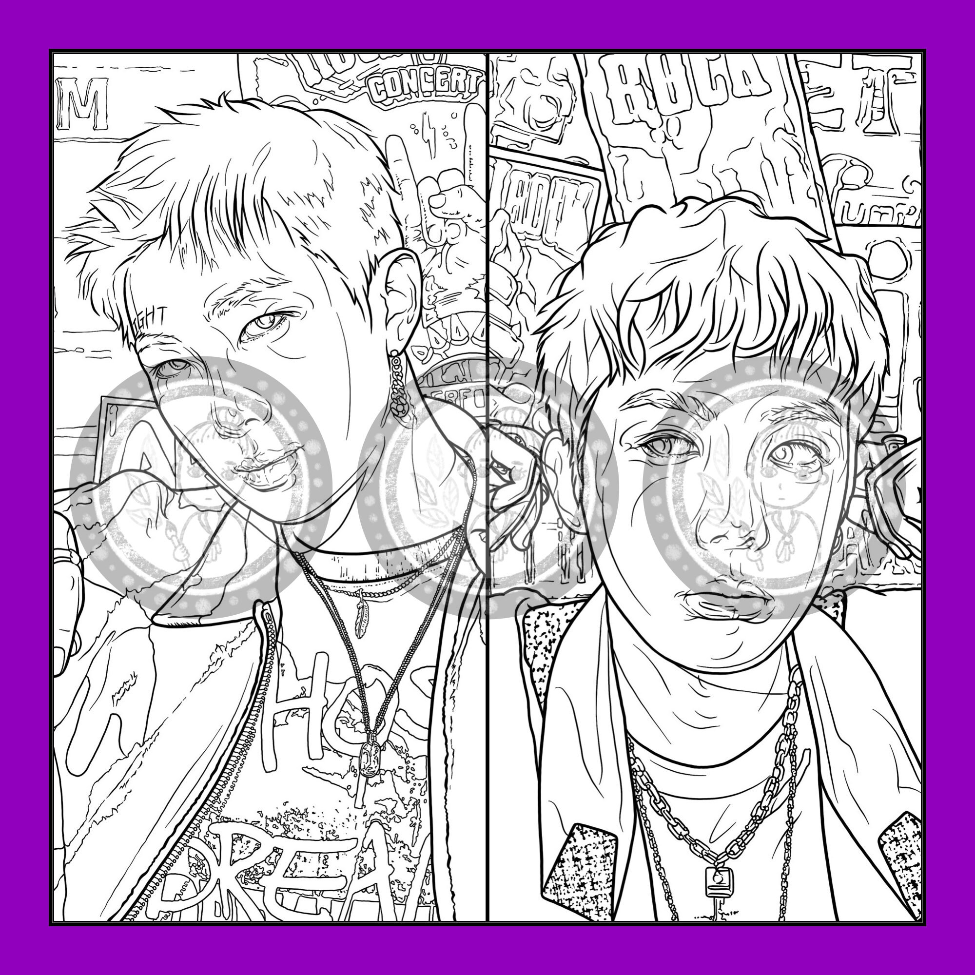 BTS Coloring Book _7 Printable Coloring Pages_hand Drawing_all Members ...