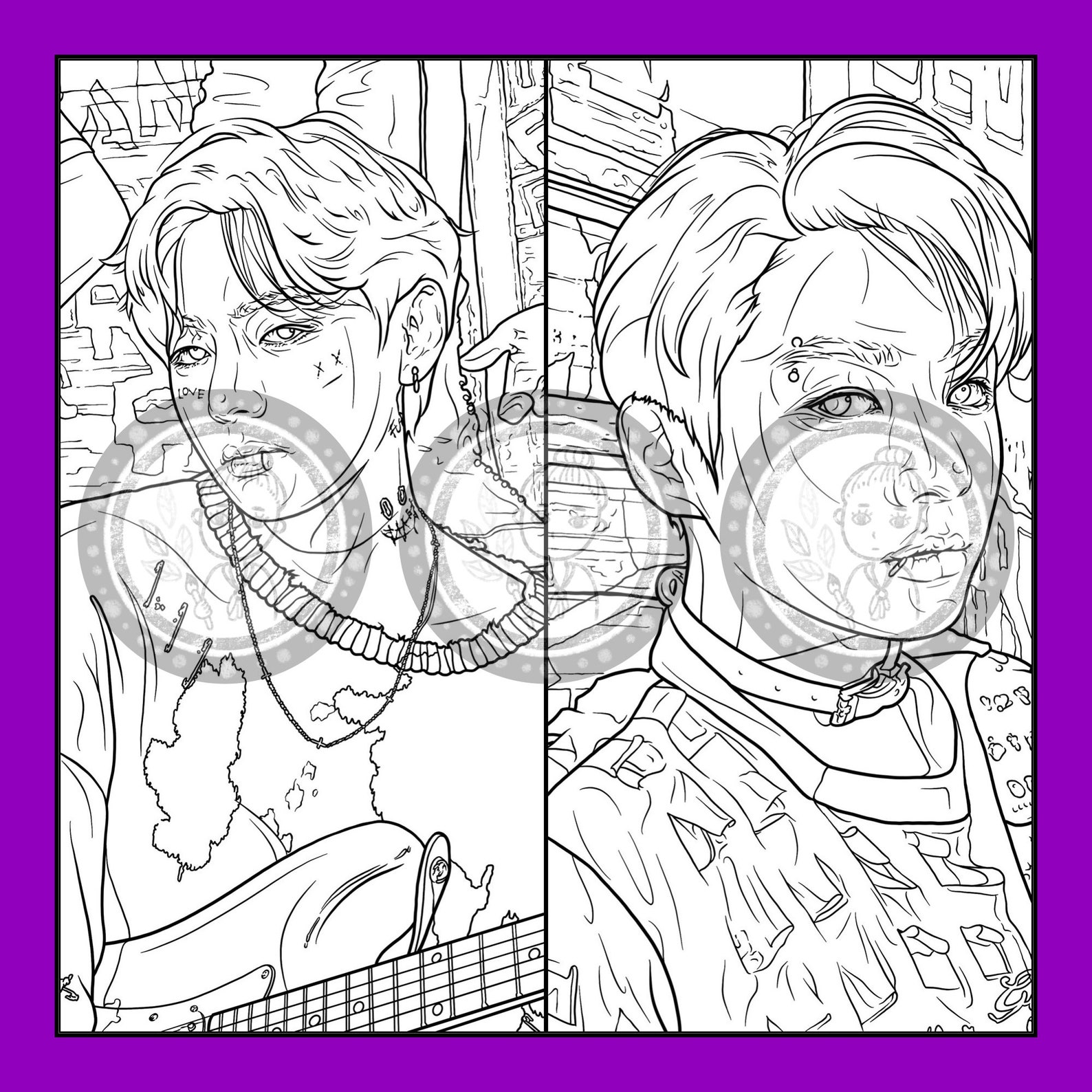 BTS Coloring Book _7 Printable Coloring Pages_hand Drawing_all Members ...