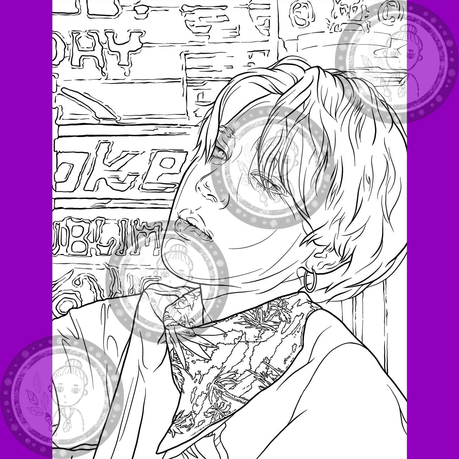 BTS Coloring Book _7 Printable Coloring Pages_hand Drawing_all Members ...