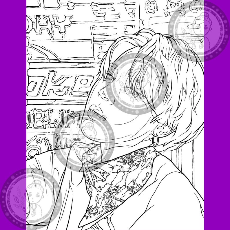 BTS Coloring Book _7 Printable Coloring Pages_hand Drawing_all Members ...