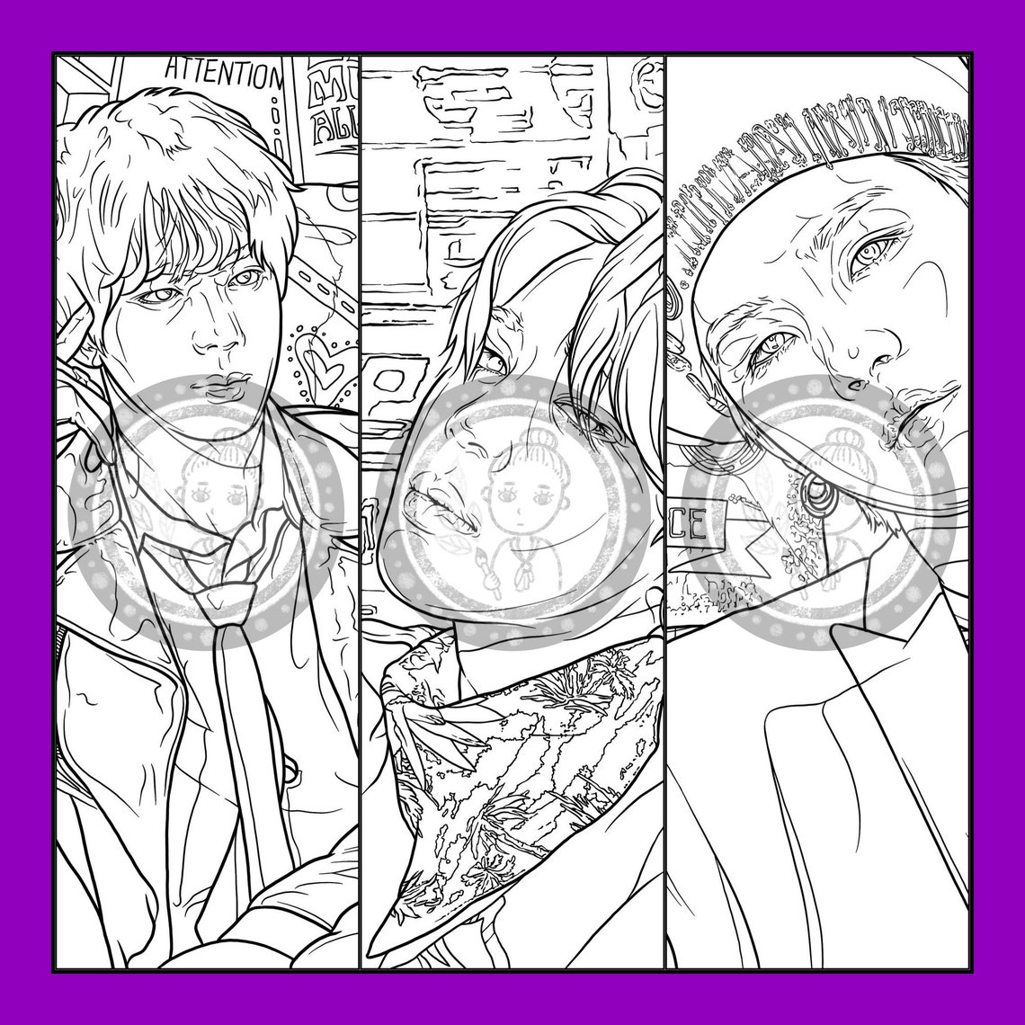 BTS Coloring Book _7 Printable Coloring Pages_hand Drawing_all Members ...