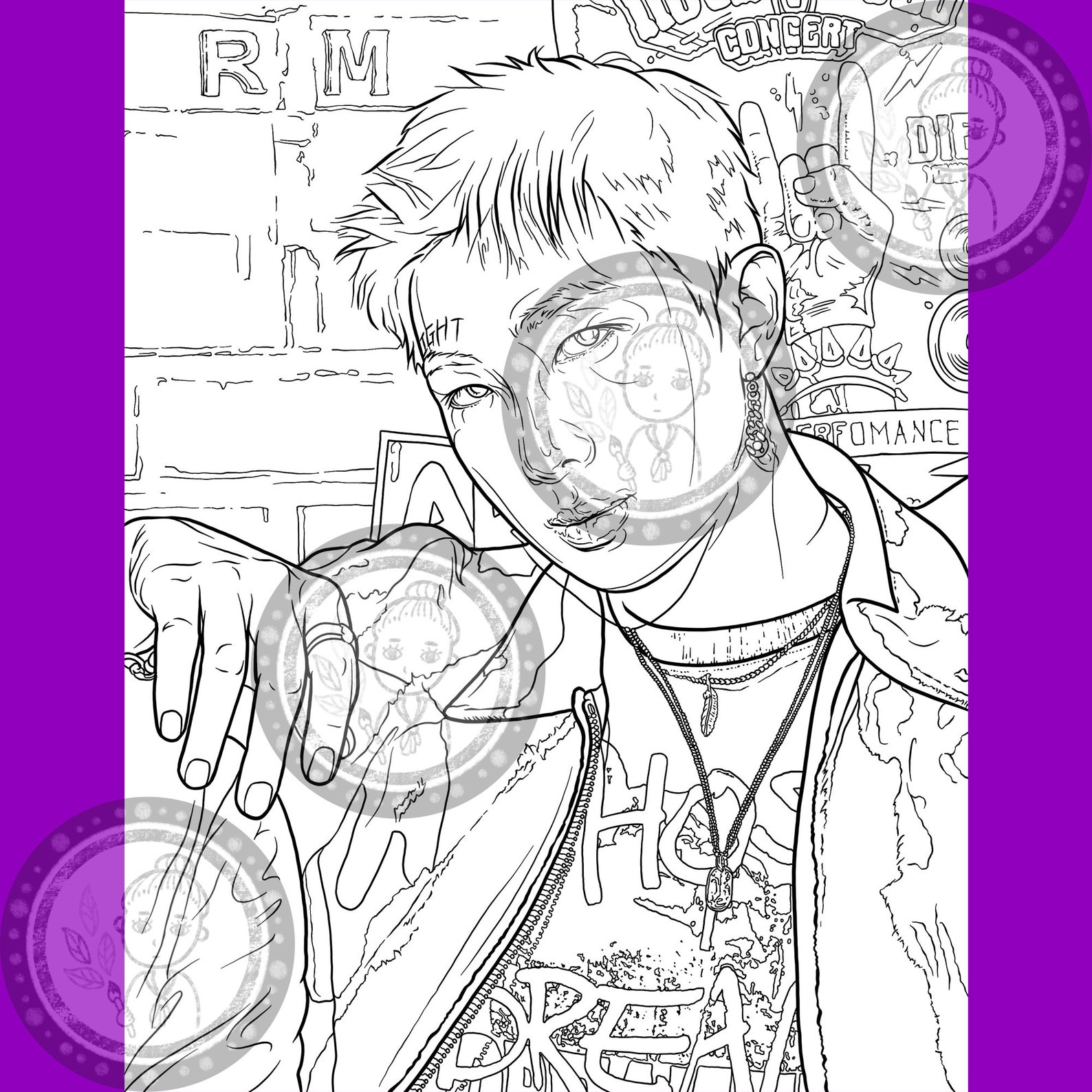 BTS Coloring Book _7 Printable Coloring Pages_hand Drawing_all Members ...