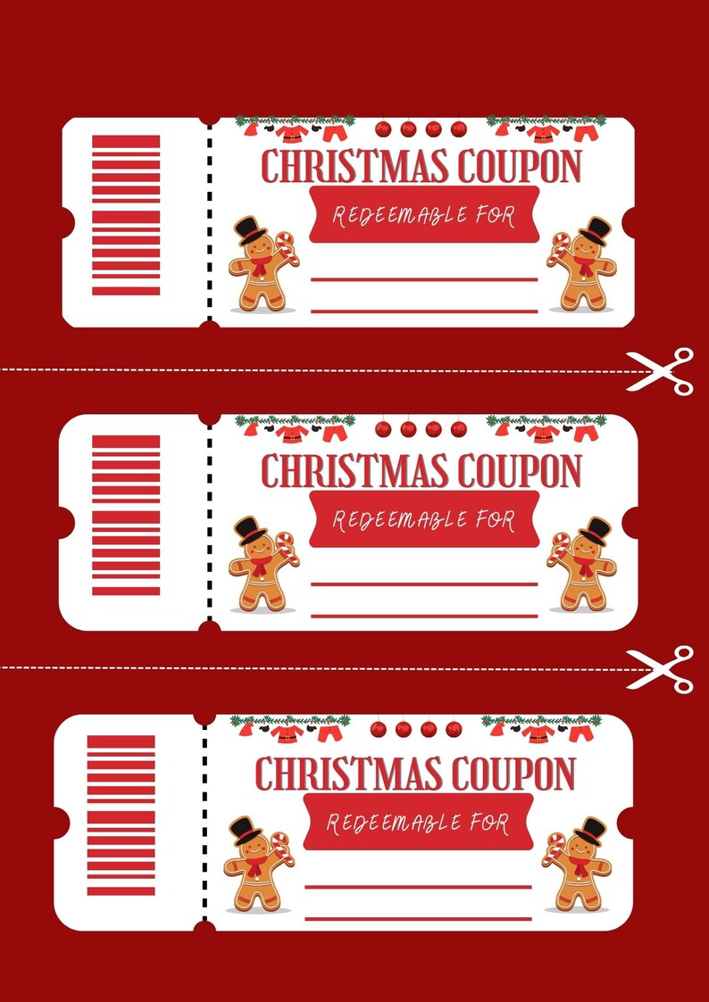 PRINTABLE Christmas Coupons, Printable Templates, Edit, Instant Digital ...