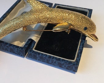 Vintage Dolphin Brooch by BJ (beatrix Jewellery), 1970s. Two Dolphins ...