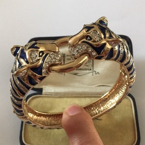 Vintage Panther Bracelet, Panther Bangle, Panther Head Bangle, Animal ...