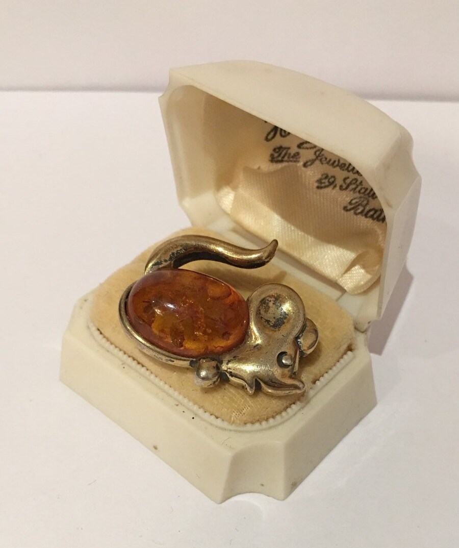 Vintage Amber Mouse brooch, Gold Mouse Brooch, Mouse Jewellery, Mouse ...