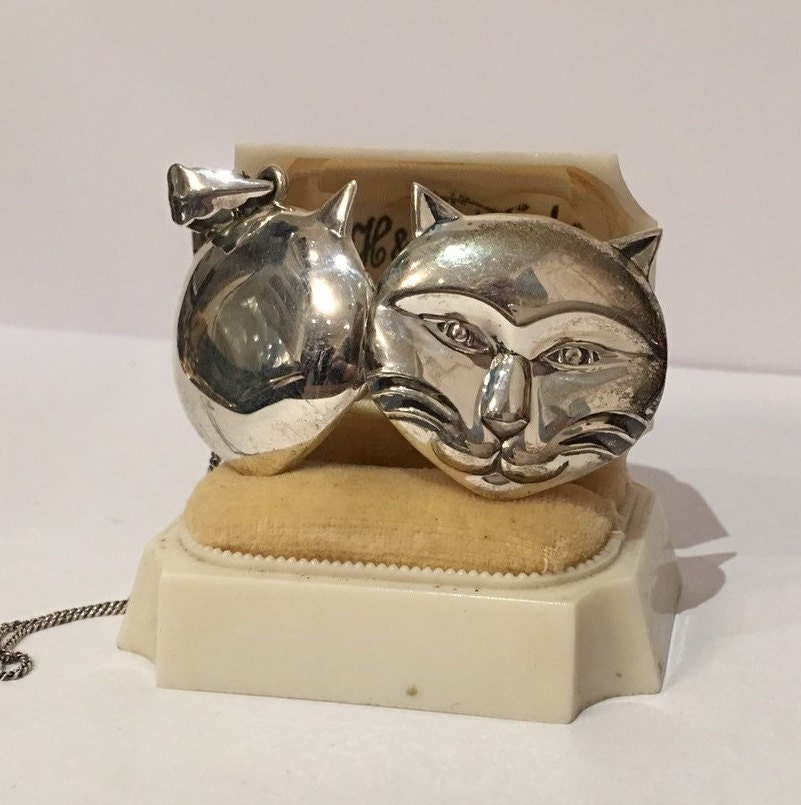 Vintage Cat Locket, vintage silver cat locket, cat locket, silver cat ...