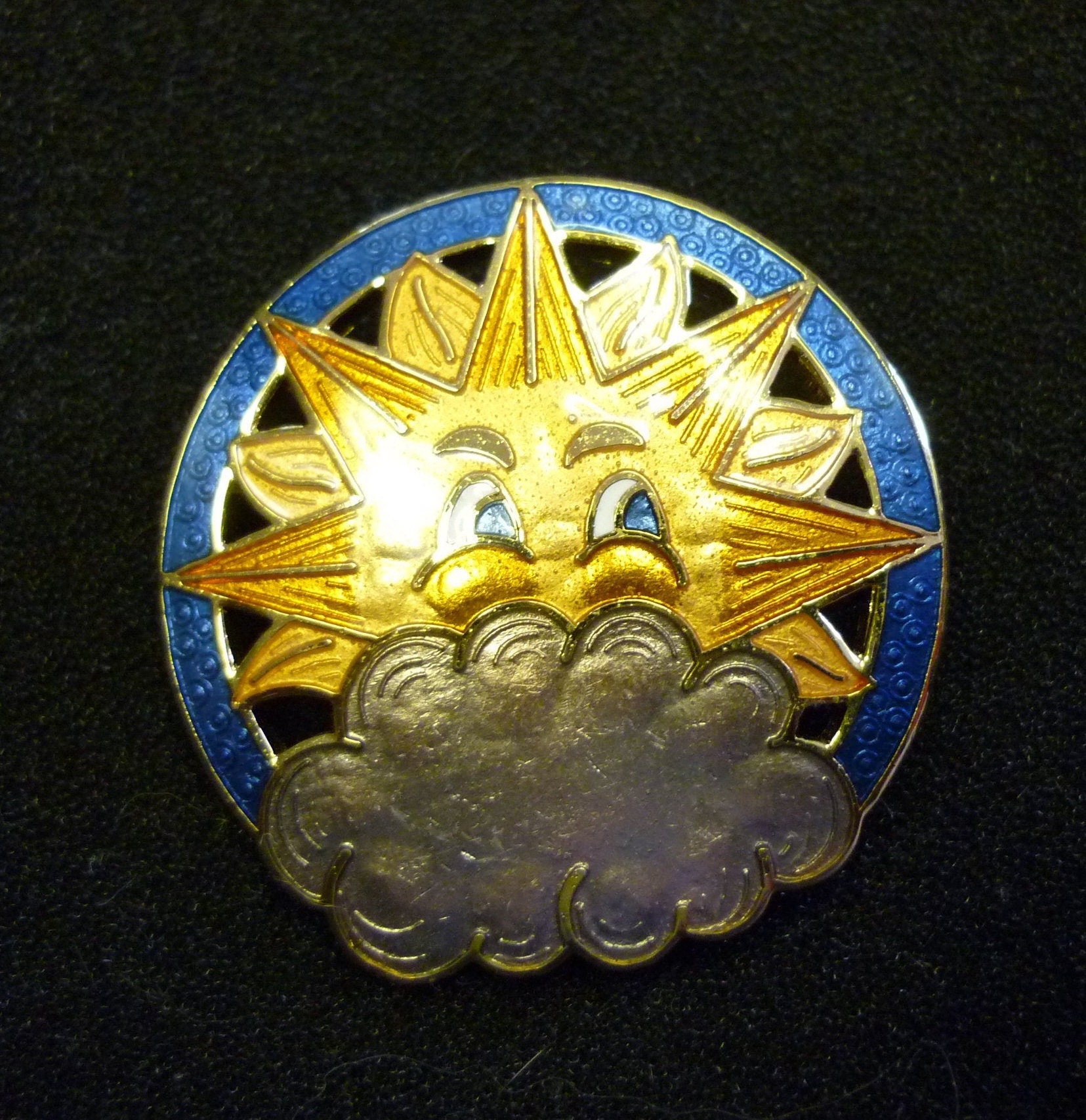 Vintage Sun Brooch, Sun Brooch, Sun pin, Smiling Sun Pin, Sun Jewellery ...