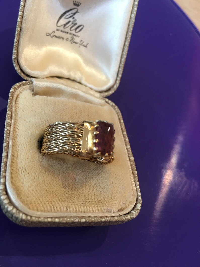 Vintage Tourmaline Ring, Silver Gilt Ring, Divine Statement Piece. - Etsy