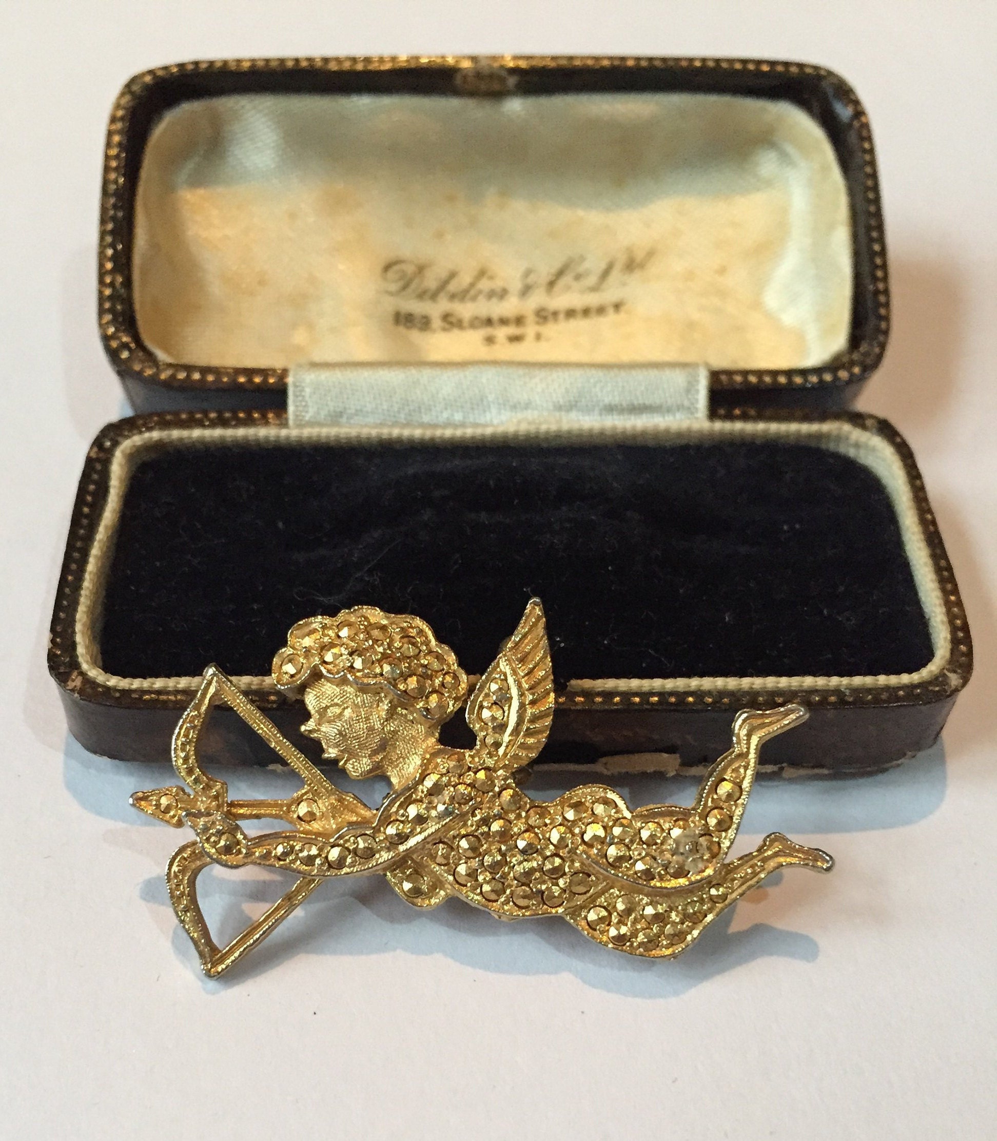 Vintage Angel brooch, Angel Brooch, Angel Pin, Cupid brooch, Gold Angel ...