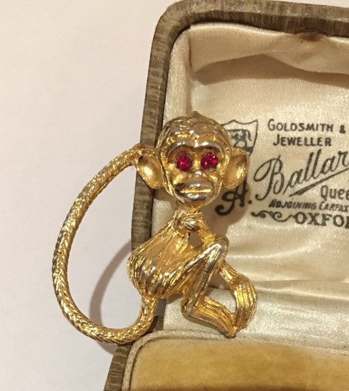 Vintage Monkey Brooch, Gold Monkey Brooch, Monkey pin, Monkey Jewellery ...