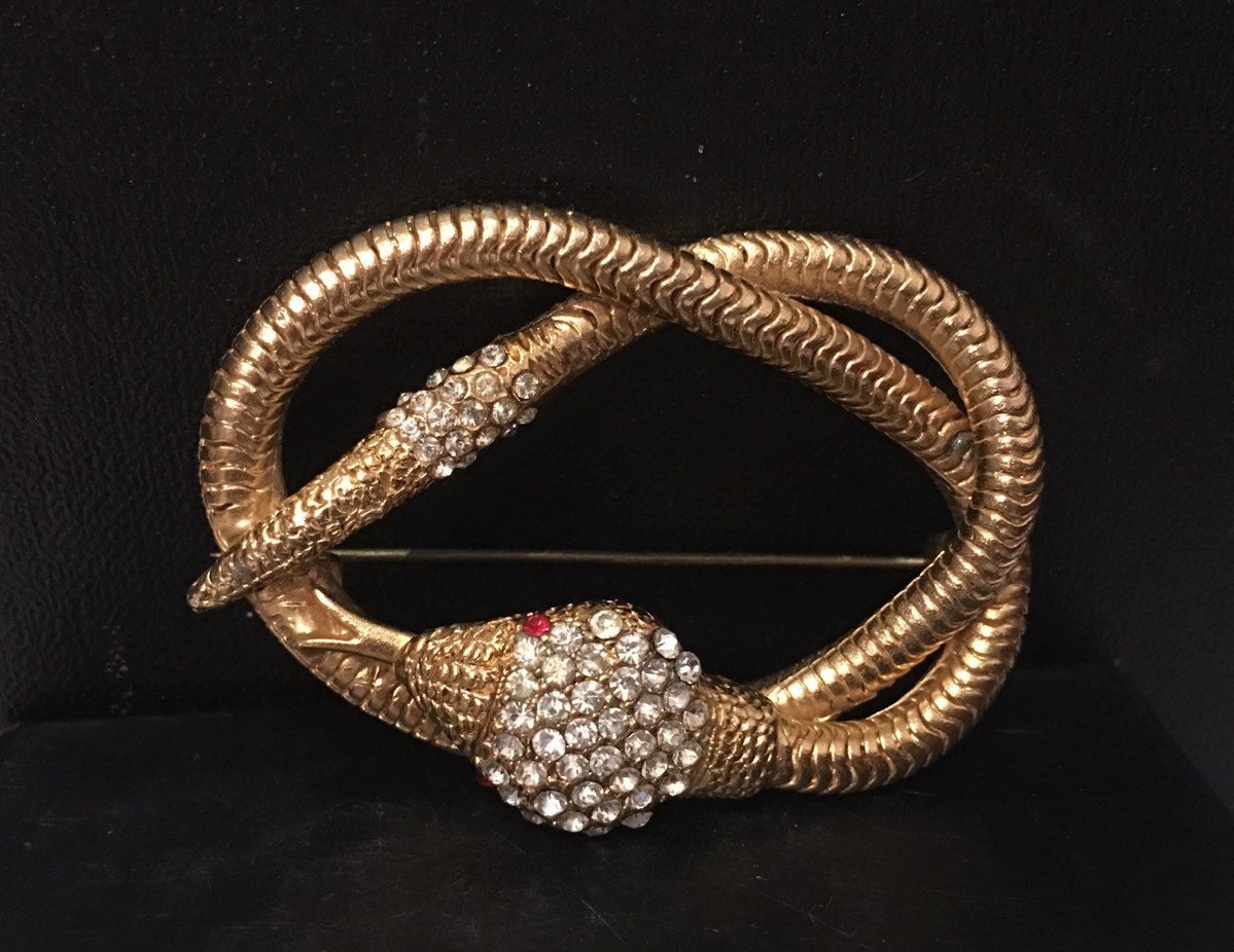 Snake Brooch, Vintage Snake Brooch, Snake Jewellery, Snake Pin, Gold ...
