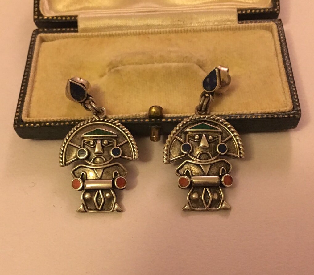 Face Earrings, Vintage Silver Face Earrings, Silver Face Earrings, Face ...