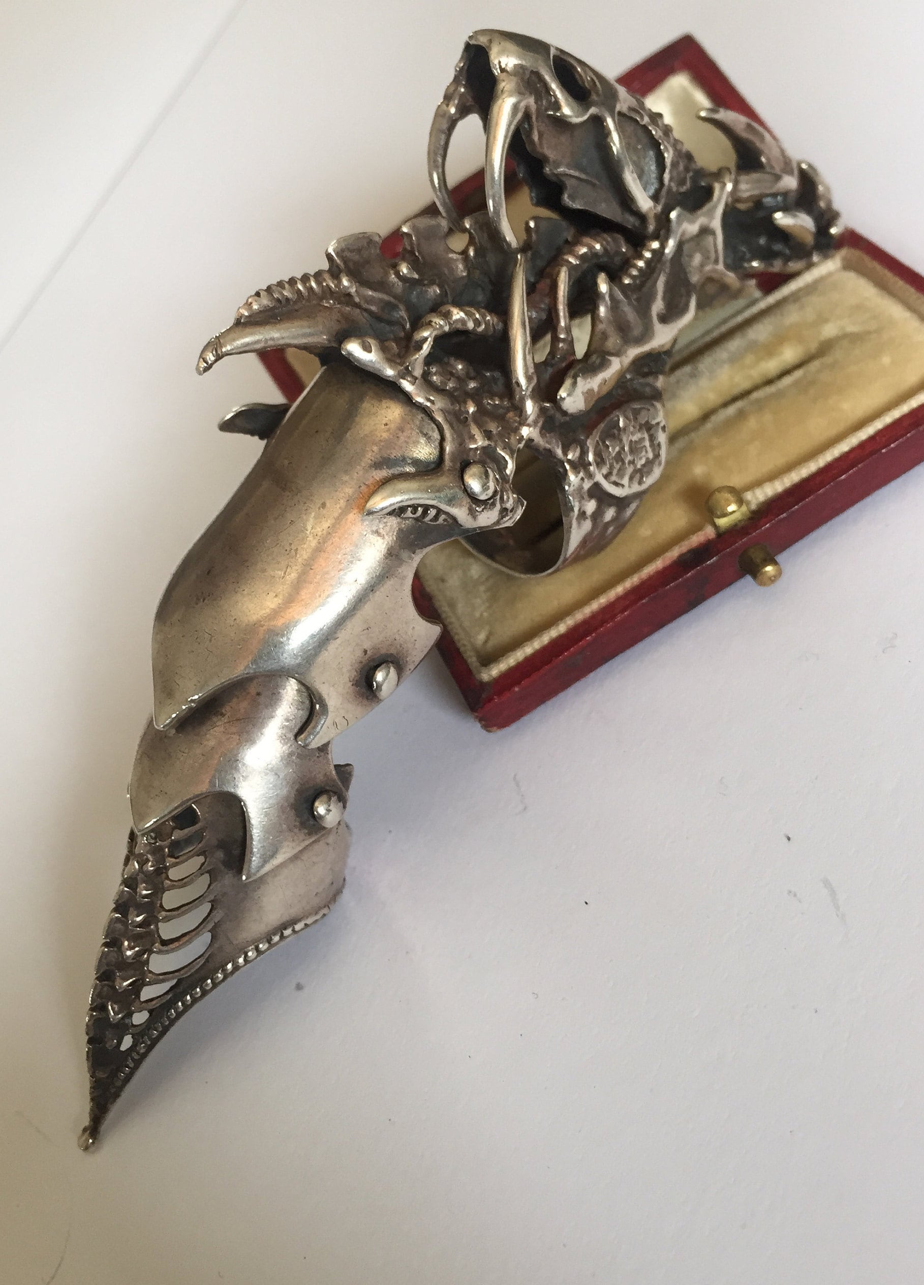 Silver Claw Ring, Vintage Claw Ring, Full Finger Steampunk Ring, Gothic ...