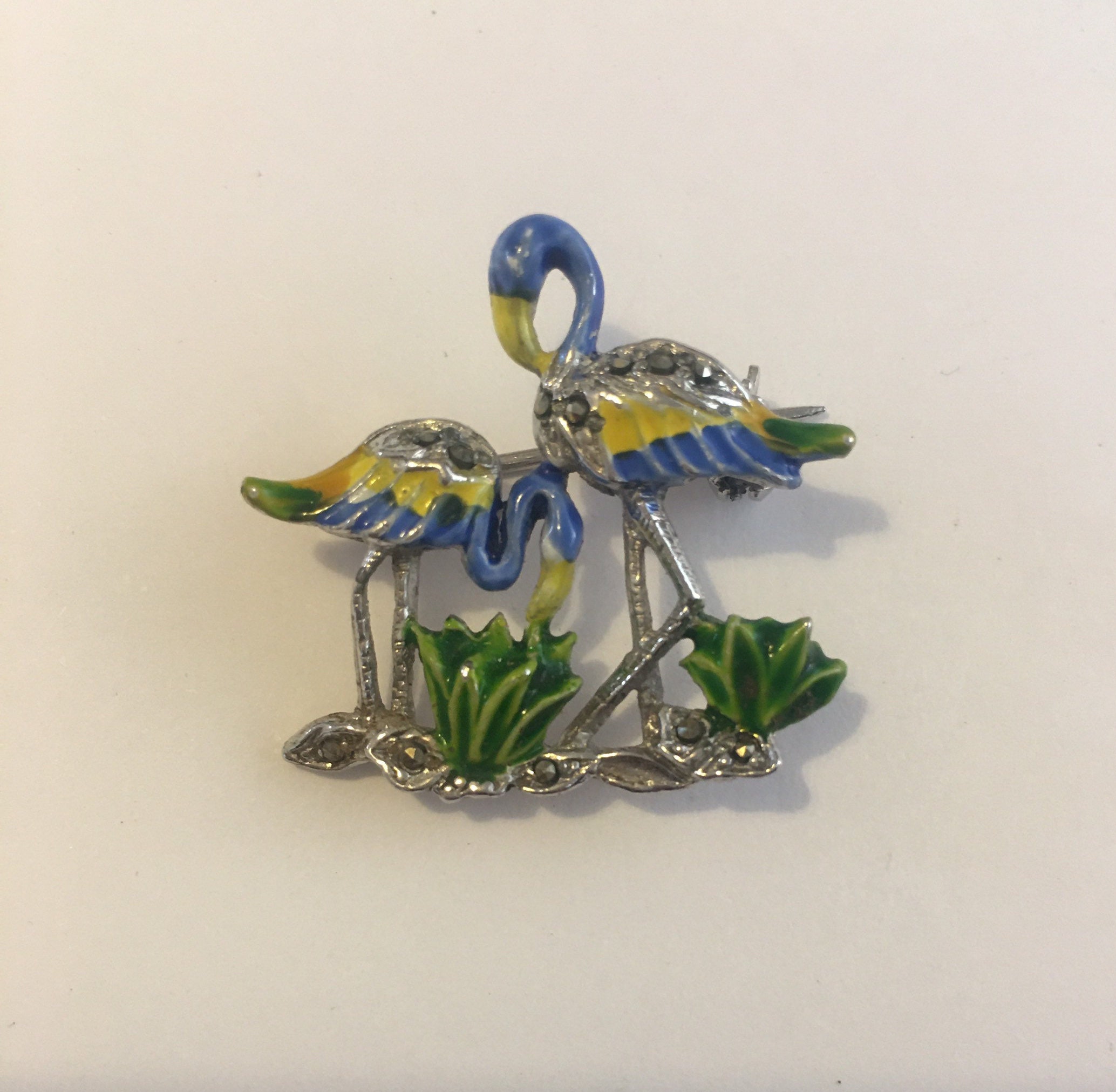 Vintage Flamingo Brooch, Flamingo Brooch, Enamel Flamingo brooch, Bird ...