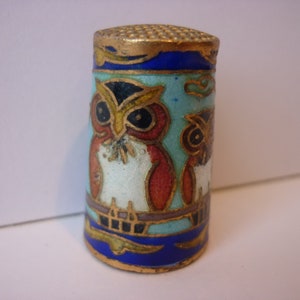 Vintage Owl Thimble, Vintage Bird Thimble, Cloisonne Owl Thimble, Bird ...