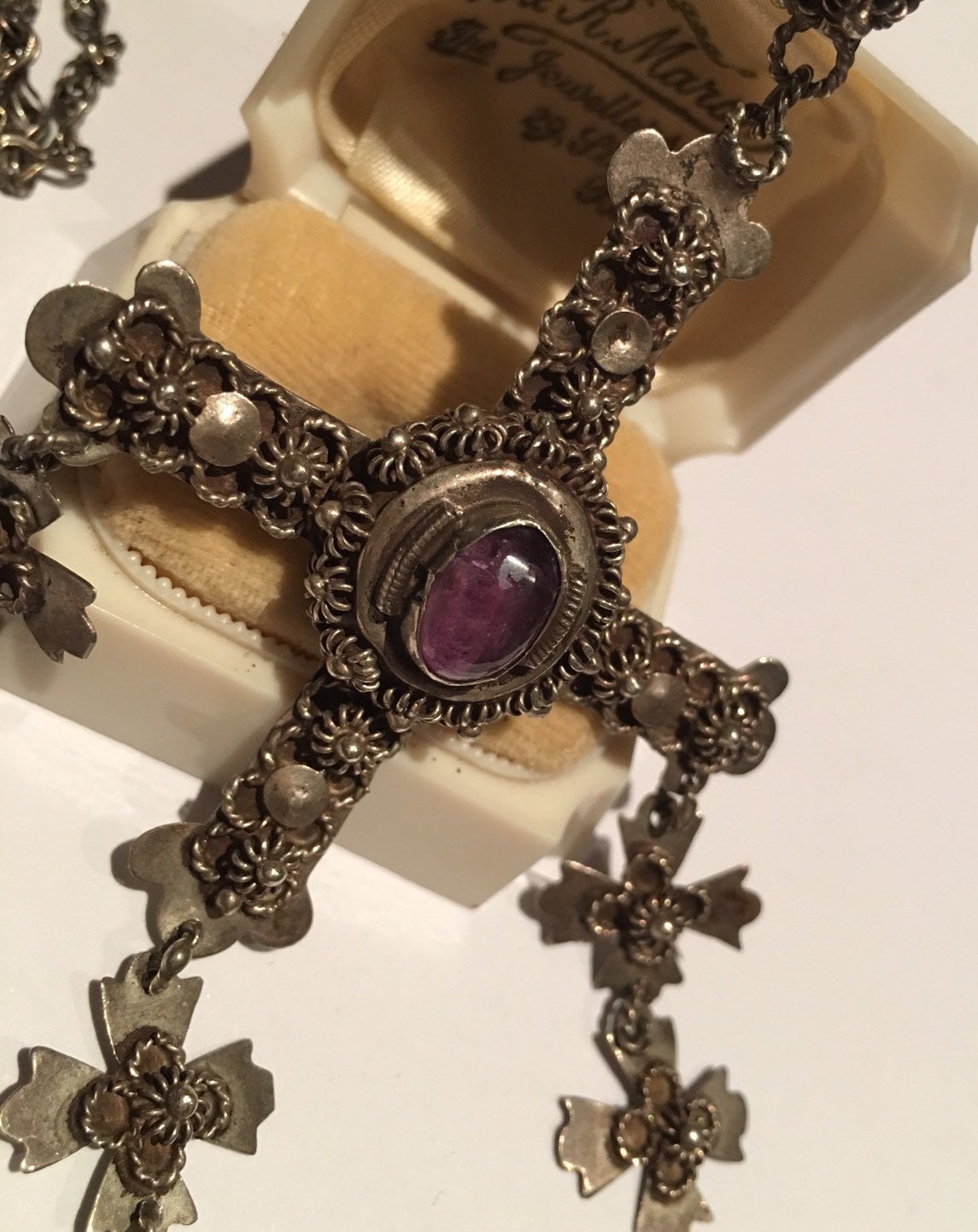 Vintage Amethyst Silver Necklace, Amethyst Cross, Amethyst Jewellery ...
