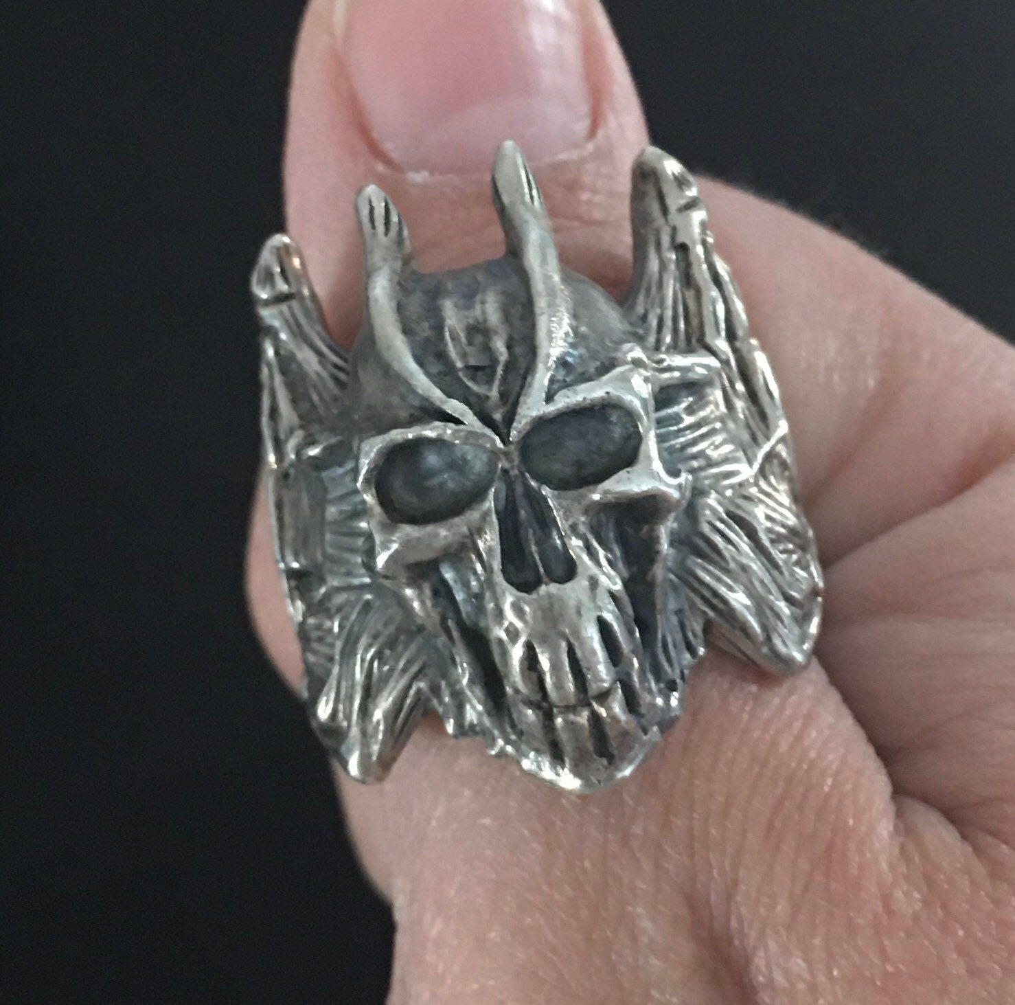 Vintage Skull Ring, Silver Skull Ring, Vintage silver skull ring, Skull ...