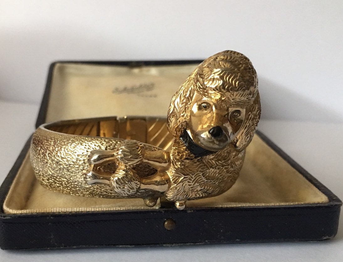 Vintage Poodle bracelet, Gold Poodle Bangle, 1950's Jewellery, Dog ...