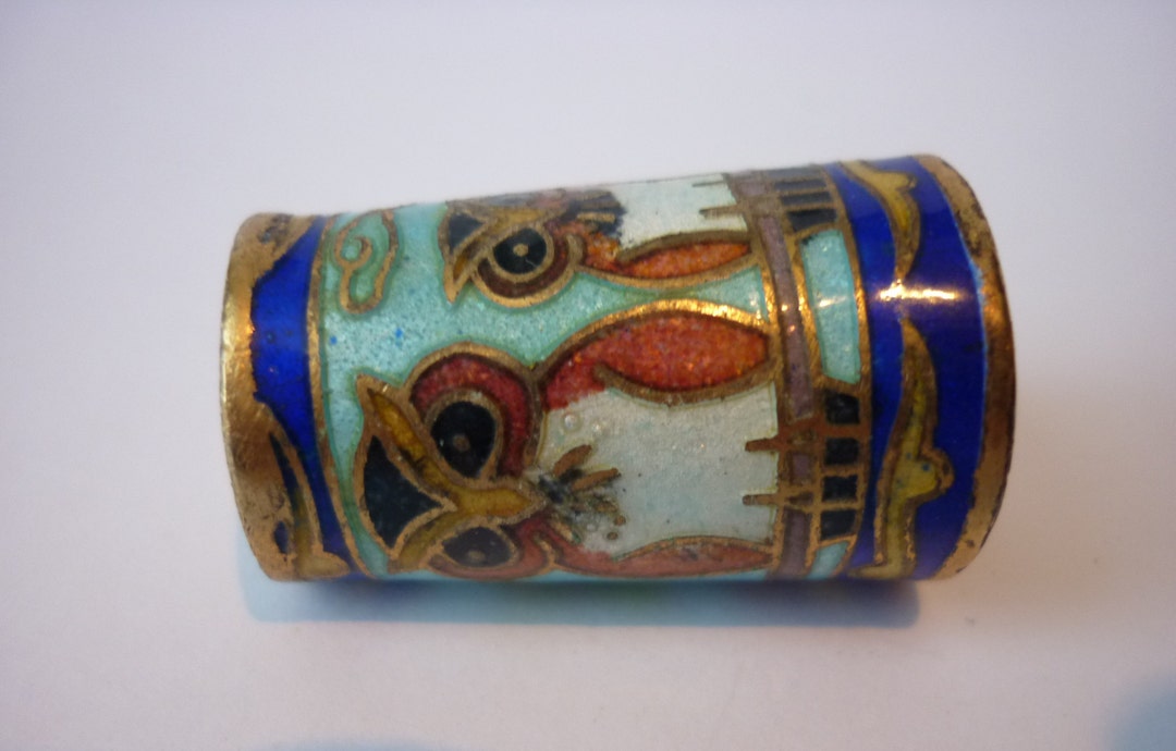 Vintage Owl Thimble, Vintage Bird Thimble, Cloisonne Owl Thimble, Bird ...
