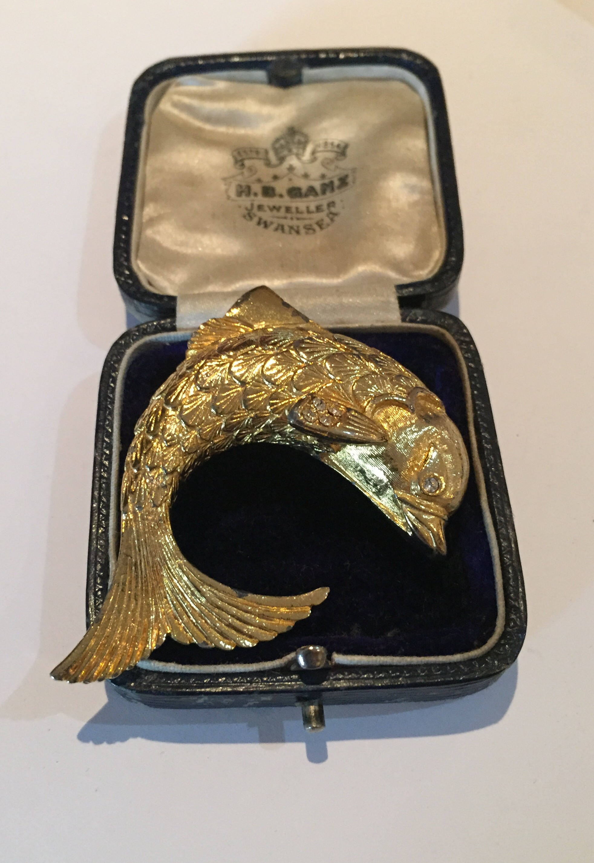 Vintage Fish brooch, fish brooch, costume fish brooch, gold fish brooch ...