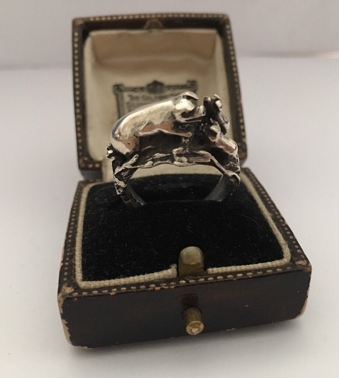 Vintage Silver Pig Ring, Silver Pig Ring, Pig Ring, Artisan Pig Ring ...