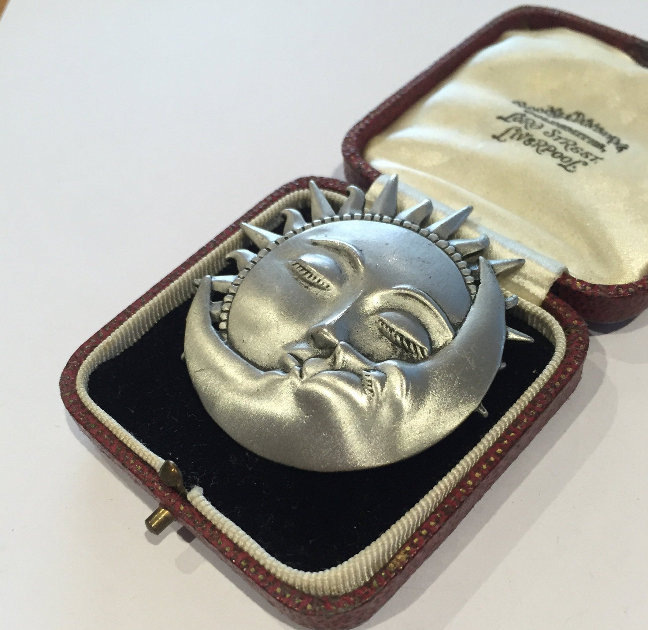 Vintage Sun and Moon Brooch, Silver Sun and Moon Sun Brooch, Moon ...