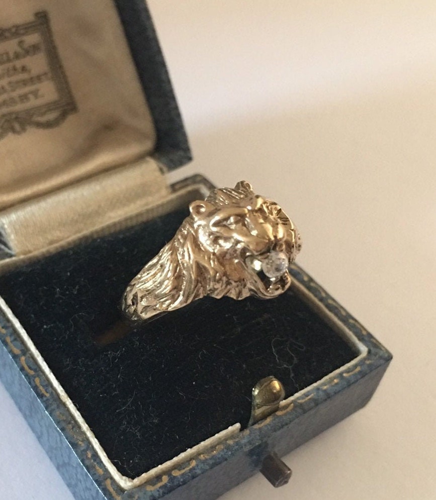 Vintage Lion Ring, Lion Ring, Lion Head Ring, Gold Lion Ring, 9 Carat ...