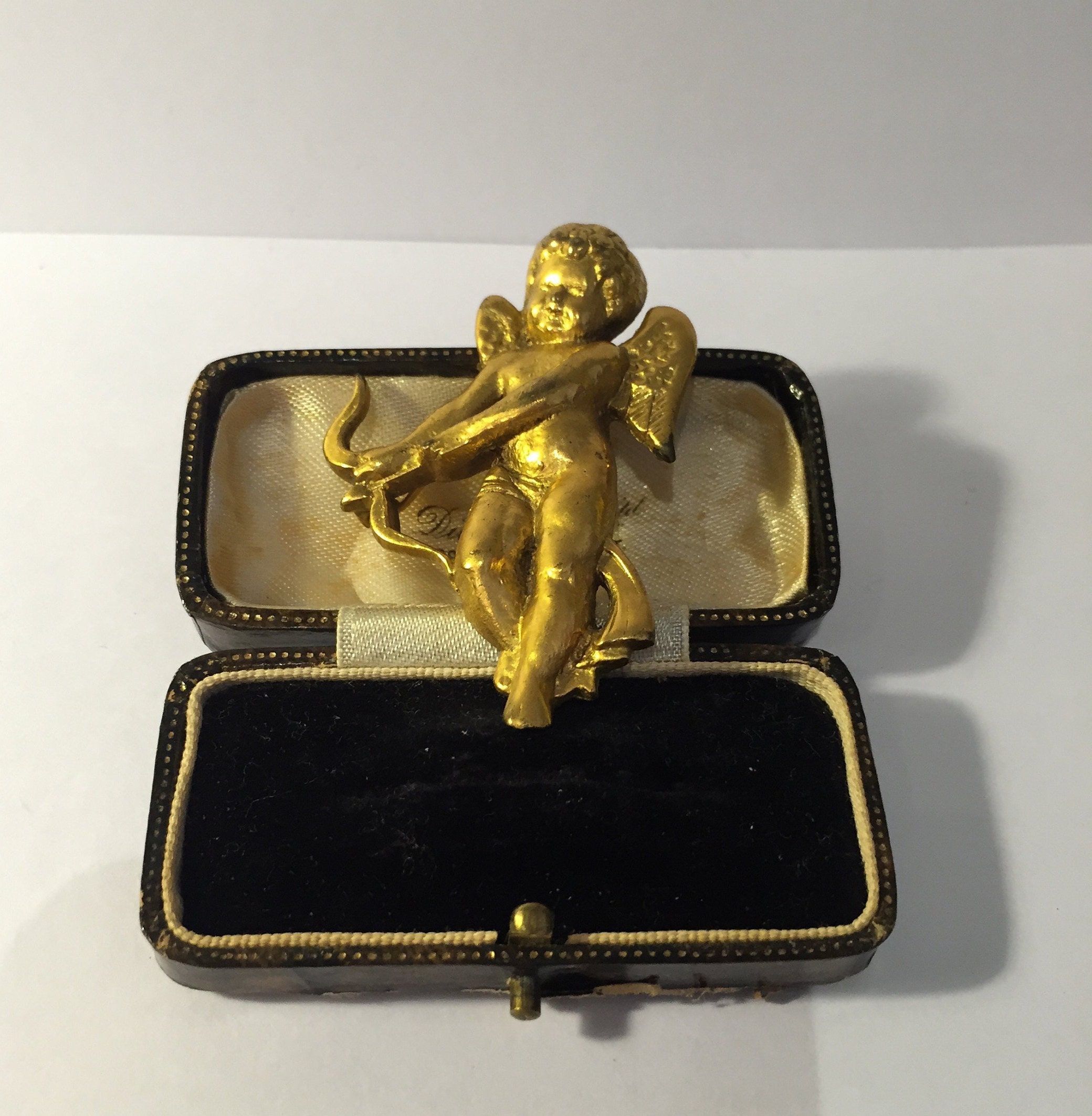Vintage Cupid Brooch, Angel brooch, Vintage Angel Brooch, Gold Cupid ...