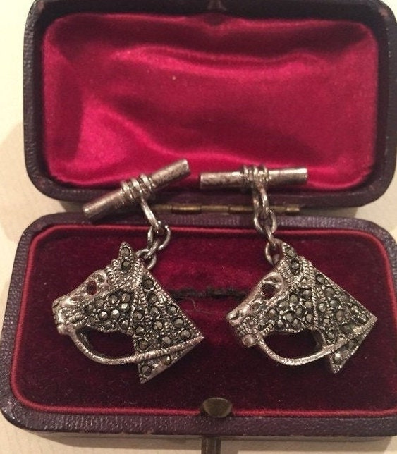 Vintage Horse Cufflinks, Horse Cufllinks, Horse Head Cufflinks, Silver ...
