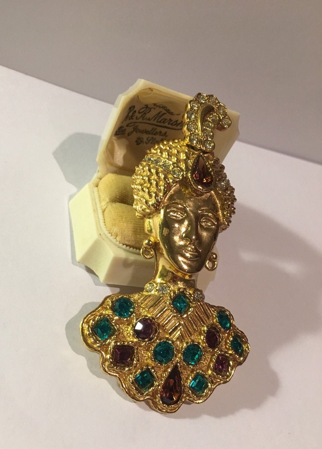 Vintage Face Brooch, Face Brooch, Vintage Gold face Brooch, Butler and ...