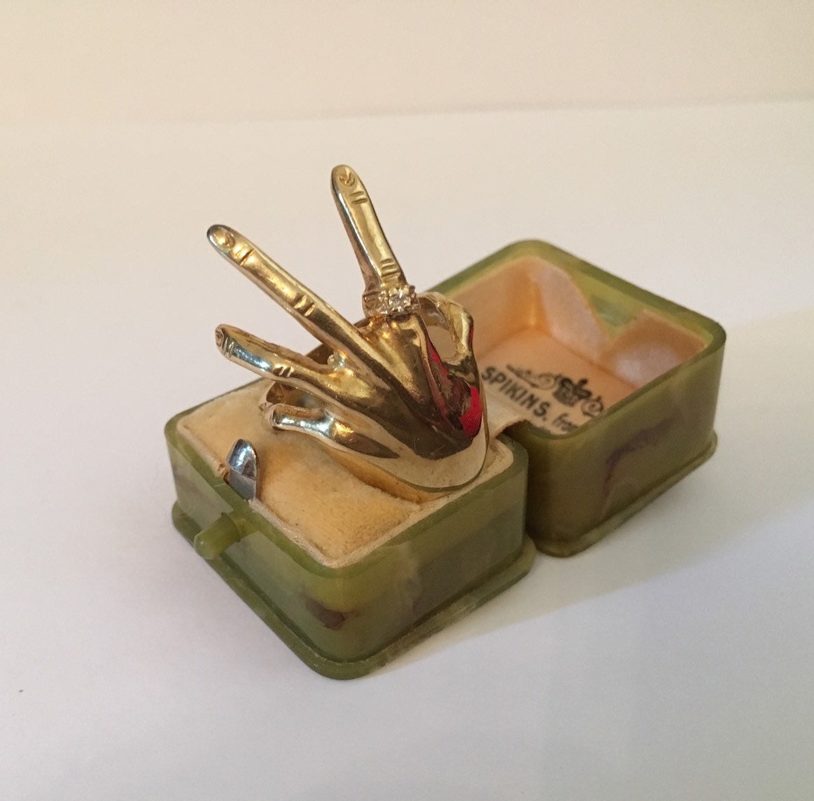 RESERVED Vintage Hand Ring, Gold Hand Ring, Silver Gilt hand ring, Hand ...