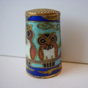 Vintage Owl Thimble, Vintage Bird Thimble, Cloisonne Owl Thimble, Bird ...