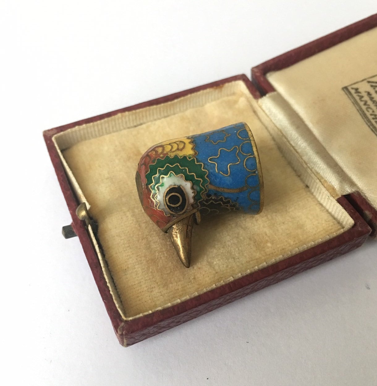 Vintage Bird thimble, Cloisonne Bird thimble, Bird head thimble, Bird ...