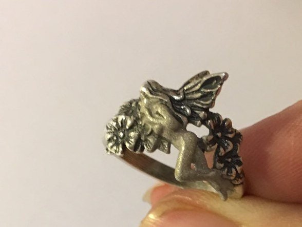 Vintage Goddess Ring, Vintage Silver Fairy Ring, Fairy Silver Ring ...