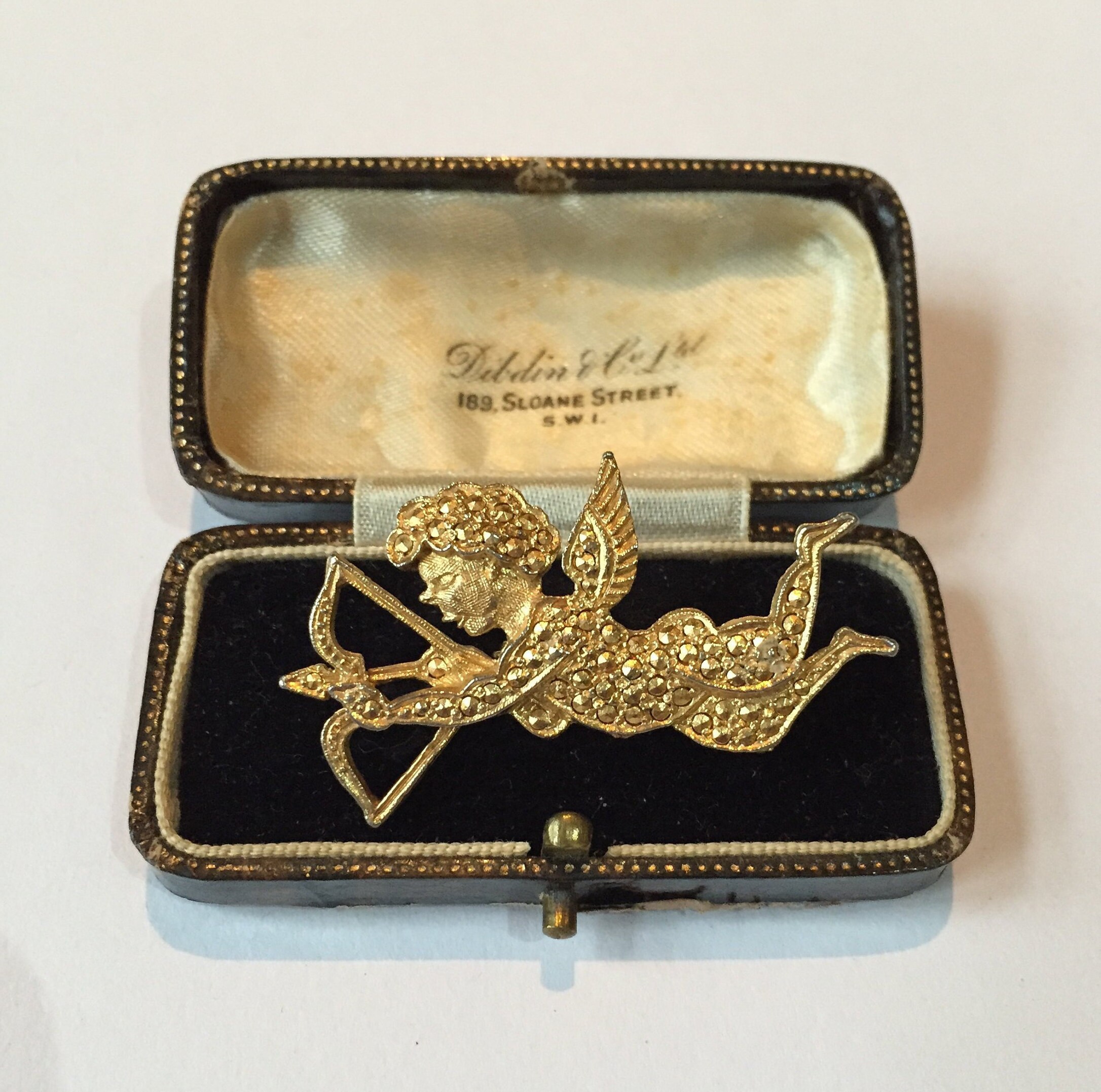 Vintage Angel brooch, Angel Brooch, Angel Pin, Cupid brooch, Gold Angel ...