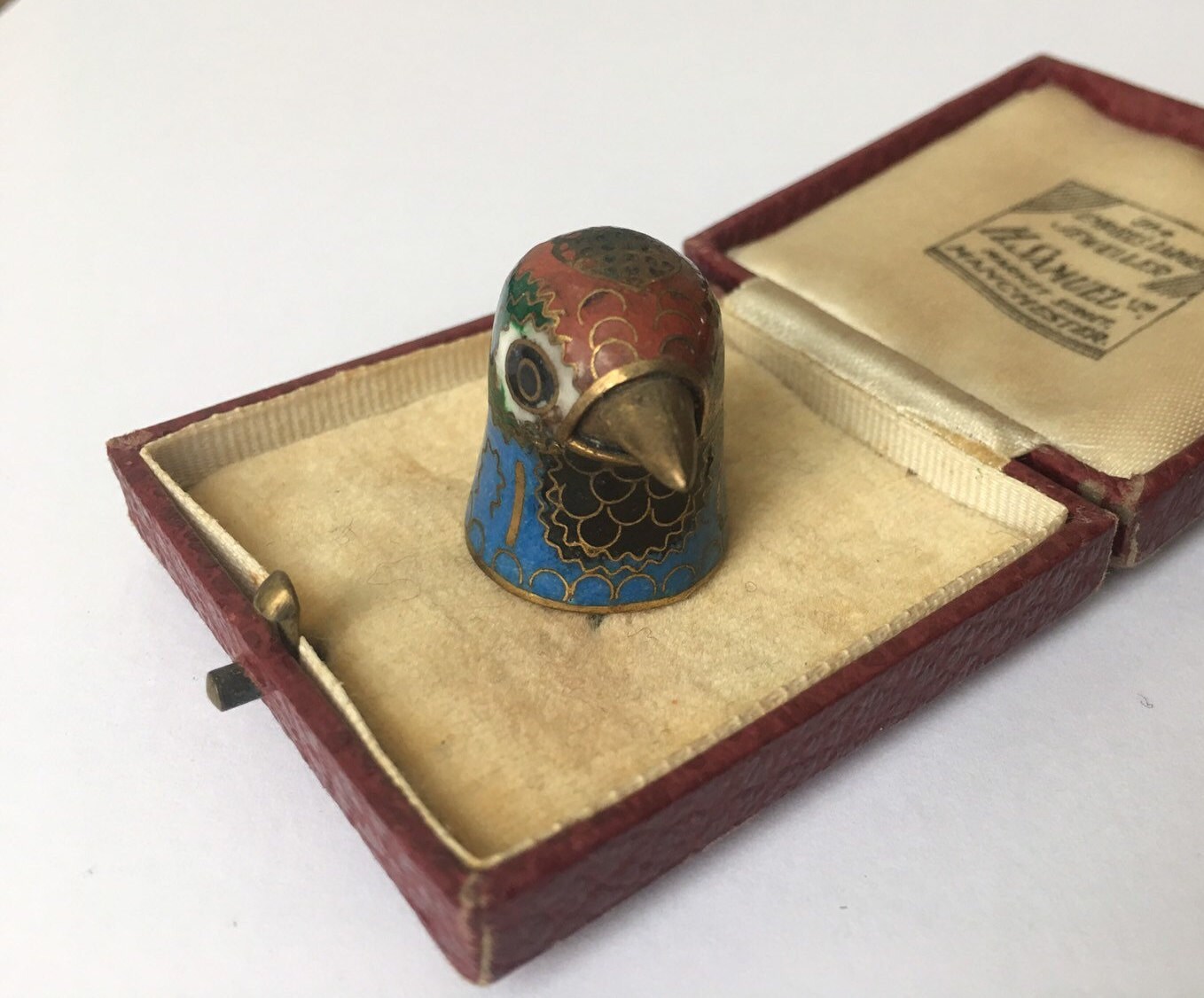 Vintage Bird thimble, Cloisonne Bird thimble, Bird head thimble, Bird ...